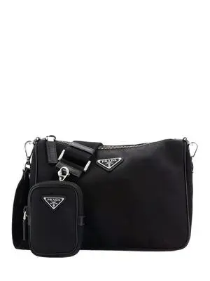 Prada Re-edition 2000 Double Zip Tessuto Small Crossbody Bag - Black