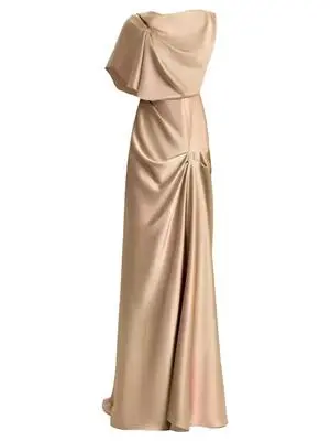 GEMY MAALOUF Draped-neckline Maxi Dress - Neutrals