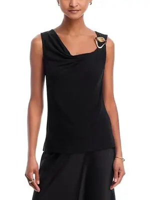 Aqua Jersey Hardware Sleeveless Top - Black