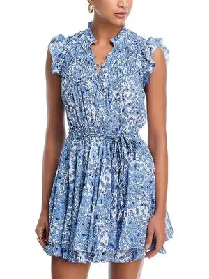Poupette St Barth Callie Mini Dress - Blue Aquaflora