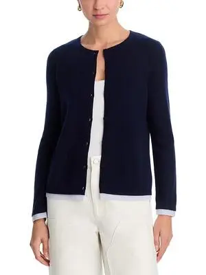 Bloomingdale'S 100% Cashmere Crewneck Cardigan Sweater - Navy/serenity Blue