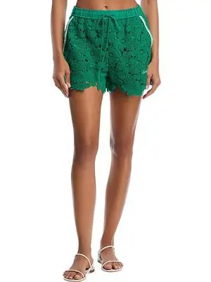 Simkhai Holly Lace Swim Cover-up Shorts - Kelly Green