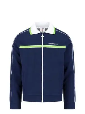 Casablanca Pique Zip Sweatshirt - Blue