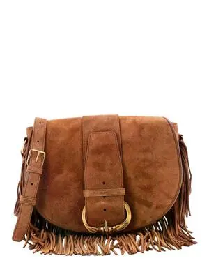 Celine Camarat Fringe Suede Medium Crossbody Bag - Brown