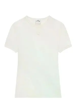 COURREGES Logo-embroidered T-shirt - Neutrals