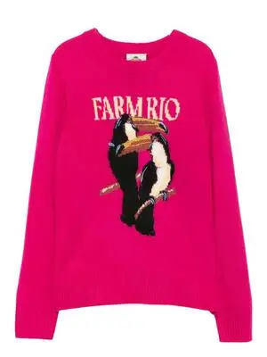 Farm Rio Toucan Applique Sweater - Pink