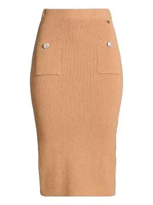 LIU •JO Midi Knit Pencil Skirt - Beige