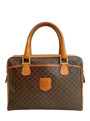 Celine 1994 Macadam Coated Canvas Boston Bag - Brown