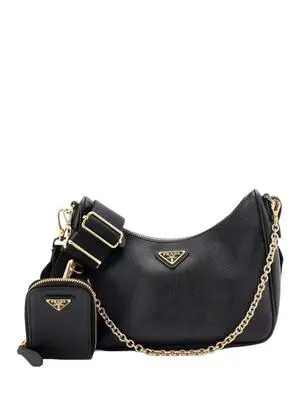 Prada Re-edition 2005 Saffiano Leather Shoulder Bag - Black