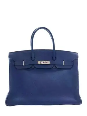 Hermès 2002 Togo Birkin Retourne 35 Handbag - Blue