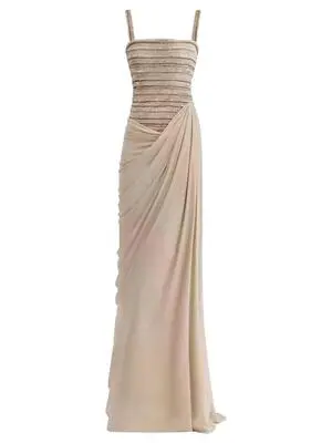 GEMY MAALOUF Squared-neck Beaded Gown - Neutrals