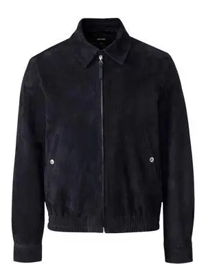 Mackage Giovanni-su Suede Bomber Jacket - Navy