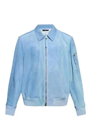 TOM FORD Zipped Suede Bomber Jacket - Blue