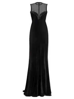 GEMY MAALOUF Bead-embellished Velvet Gown - Black