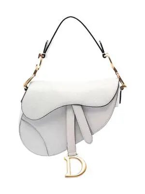 Dior 2020 Grained Calfskin Mini Saddle Bag - White