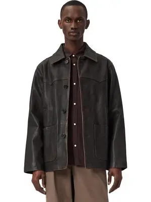 ALLSAINTS Hartwell Leather Coat - Brown