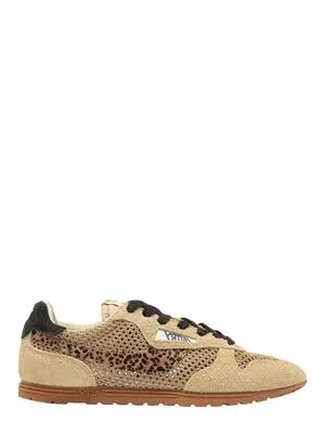 AUTRY Windspin Low Leopard Knit Sneakers - Sand