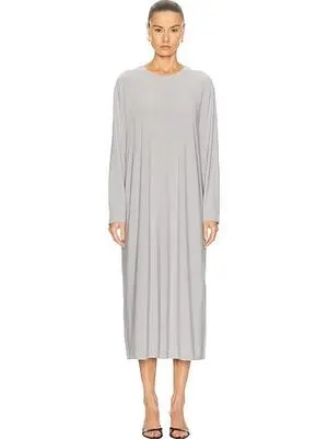 Norma Kamali Oversized Long Sleeve Midcalf Shirt Dress - Grey