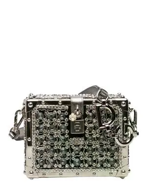 Dolce & Gabbana Rhinestone Embellished Jacquard Dolce Box Bag - Black