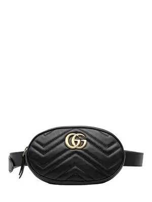 Gucci Gg Marmont Leather Belt Bag - Black