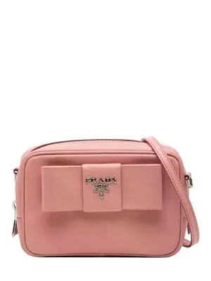Prada Saffiano Fiocco Bow Camera Crossbody Bag - Pink
