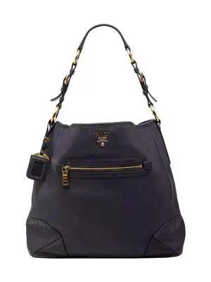 Prada 2000-2025 Vitello Daino Front Zip Bag - Purple