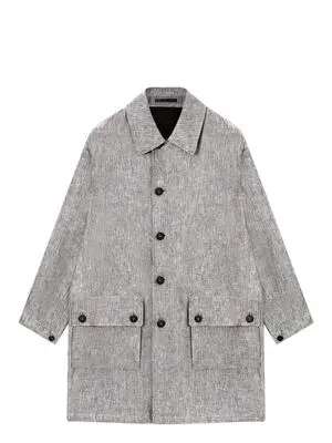 Giorgio Armani Mélange Linen Pea Coat - Grey