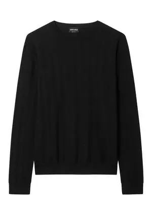 Giorgio Armani Chevron Silk And Cotton Crew-neck Jumper - Black
