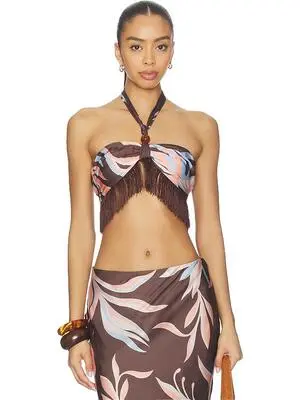 Rococo Sand Fringe Halter Top - Brown