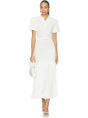 ROWEN ROSE Polo Shirt Dress With Pleated Skirt - White