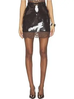 ROWEN ROSE Mini Skirt With Lace - Brown