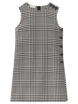 Lafayette 148 New York Plaid Sleeveless Shift Dress - Black Multi