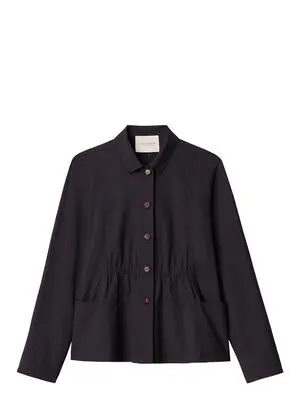 Lafayette 148 New York Organic Cotton Poplin Shirt Jacket - Blue Ink