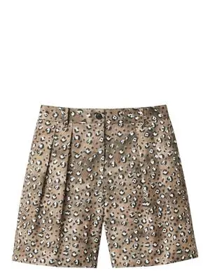 Lafayette 148 New York Leopard Print Wide Leg Shorts - Brownstone Multi