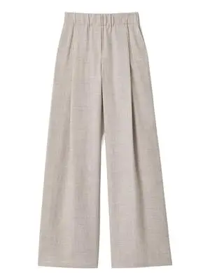 Lafayette 148 New York Tropical Wool-silk Pleated Astor Pant - Taupe Multi