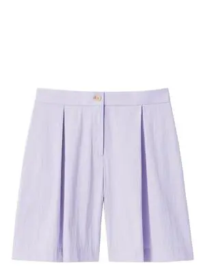 Lafayette 148 New York Travel Cotton High-rise Wide-leg Shorts - Arctic Amethyst