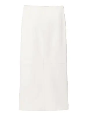 Lafayette 148 New York Glove Leather Midi Pencil Skirt - White