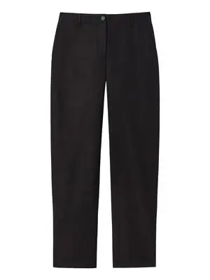 Lafayette 148 New York Organic Cotton Barrel Leg Ankle Pants - Black
