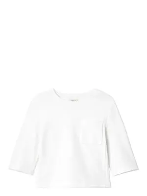 Lafayette 148 New York Scuba Jersey Patch Pocket T-shirt - White