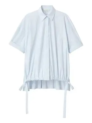 Lafayette 148 New York Oversized Shirt With Drawstring Detail - Glacier Blue