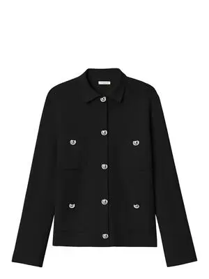 Lafayette 148 New York Crepe Knit Shirt Jacket - Black