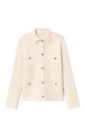 Lafayette 148 New York Crepe Knit Shirt Jacket - Ecru