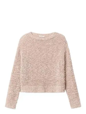 Lafayette 148 New York Cotton Sequin Fringed Crewneck Sweater - Cherry Blossom Multi