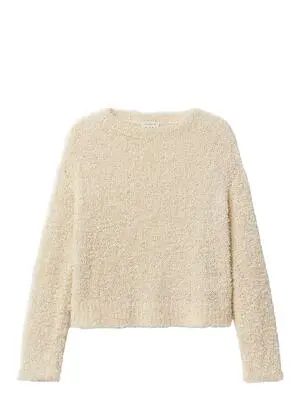 Lafayette 148 New York Cotton Sequin Fringed Crewneck Sweater - Ecru Multi