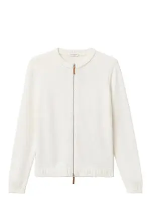 Lafayette 148 New York Cotton-silk Crewneck Bomber Cardigan - Cloud