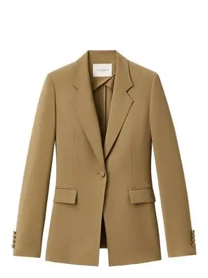 Lafayette 148 New York Petite Finesse Crepe Blazer - Khaki Green