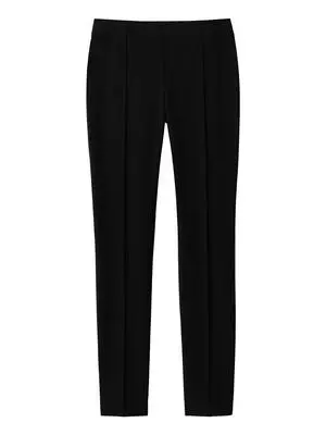 Lafayette 148 New York Petite Cotton Stretch Twill Pintucked Slim Pants - Black