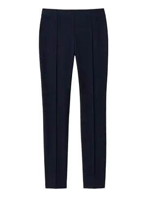 Lafayette 148 New York Petite Cotton Stretch Twill Pintucked Slim Pants - Blue Ink