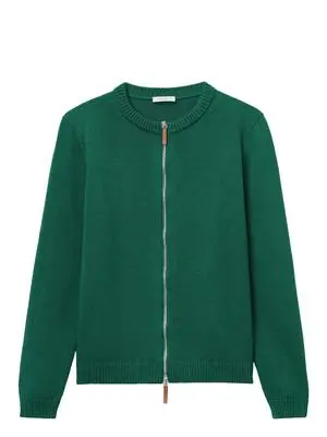 Lafayette 148 New York Petite Cotton-silk Crewneck Bomber Cardigan - Grass