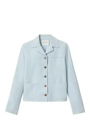 Lafayette 148 New York Suede Patch Pocket Shirt Jacket - Glacier Blue